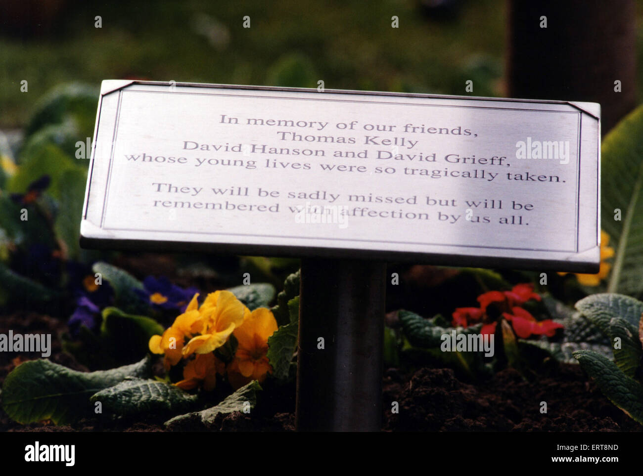 Memorial at Monkwearmouth School, Sunderland, Tyne and Wear, for murder ...