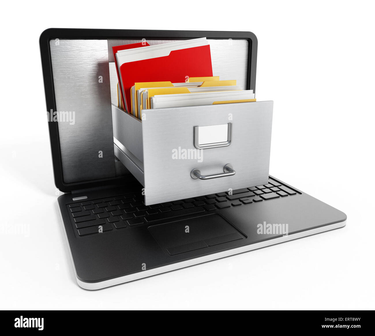 File cabinet inside laptop computer screen Stock Photo - Alamy