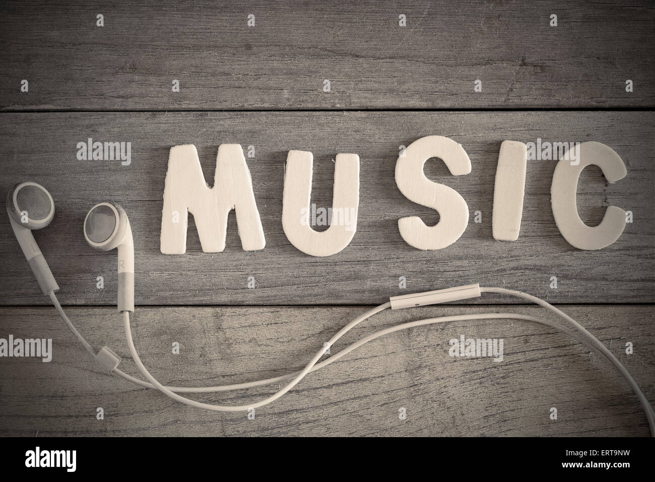Word music written with wood letters over a wooden surface Stock Photo ...