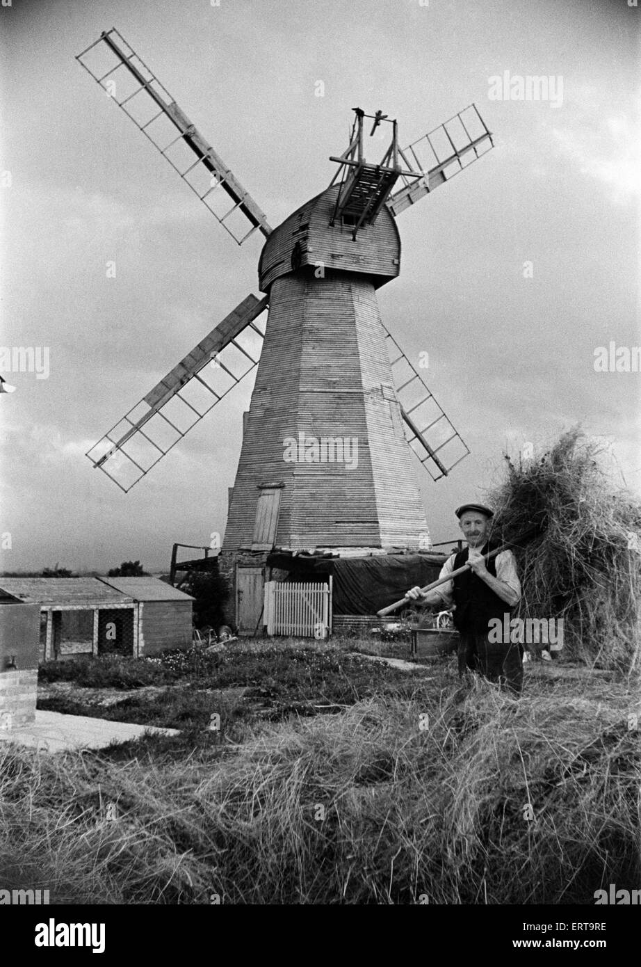 A man working near White Mill in Headcorn, Kent. The mill was ...
