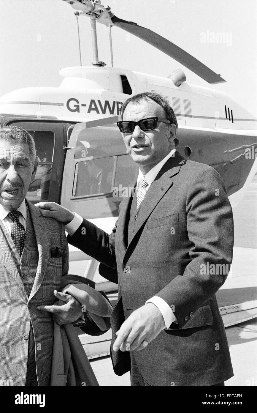 Frank Sinatra, flies into London Gatwick Airport, on his personal Gulf ...