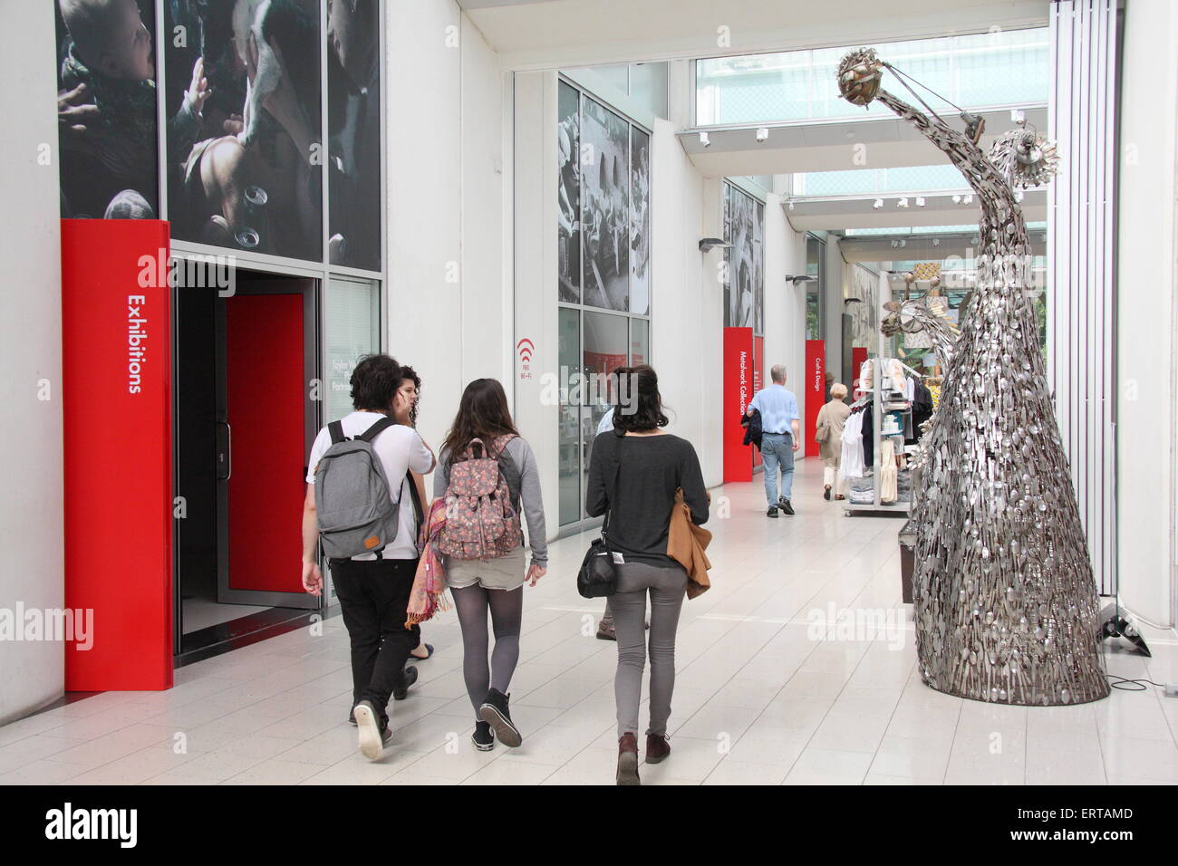 Visitors in Sheffield's Millennium Gallery; an art gallery and museum ...