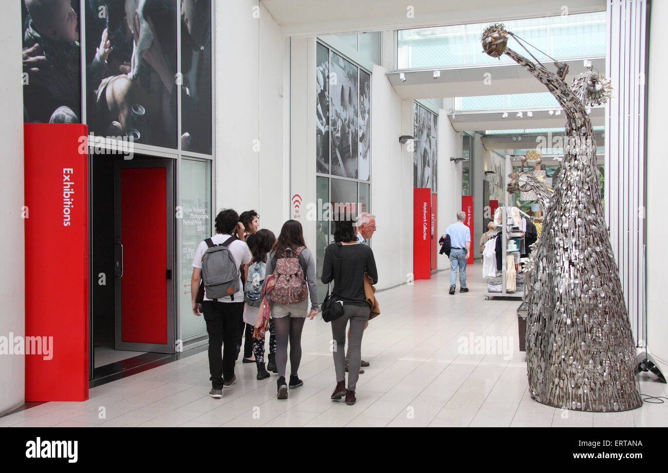 Visitors in Sheffield's Millennium Gallery; an art gallery and museum ...