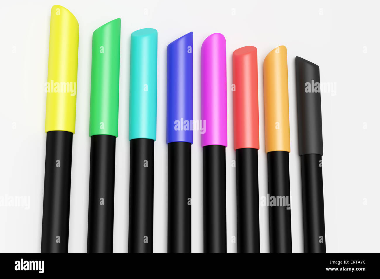 3d rendering of some colored marking pens Stock Photo - Alamy