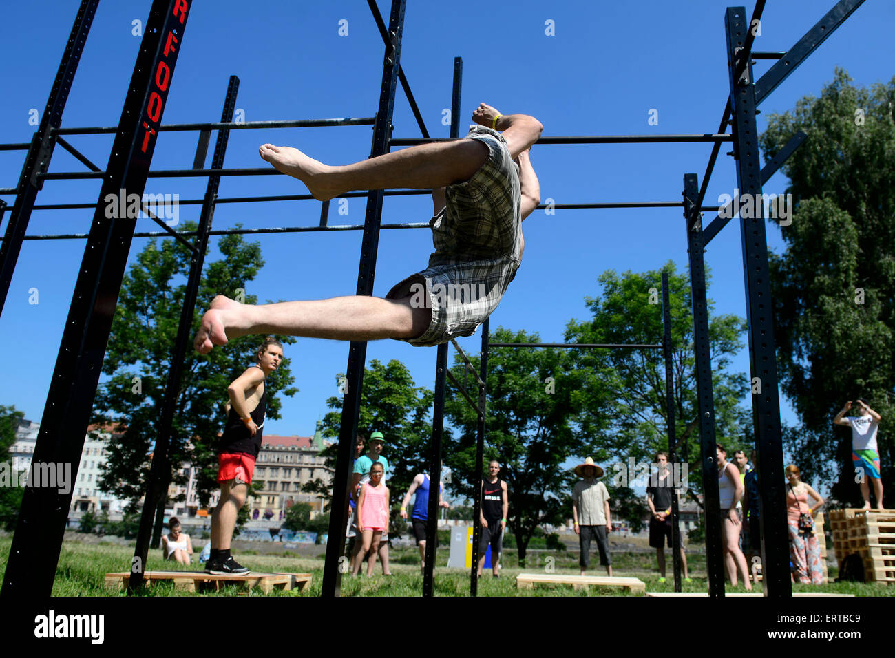 Timothy Shieff, left, a professional English Freerunner, keep an eye on ...