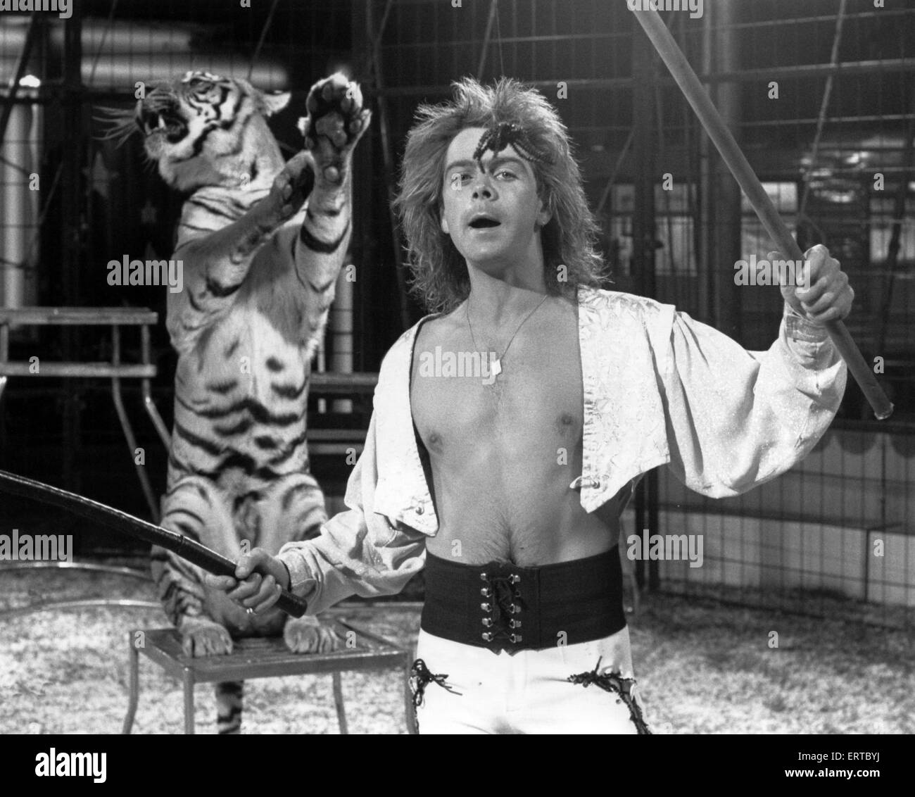 Gary Ambrose of Austen Brothers circus performing with a Bengal tiger ...