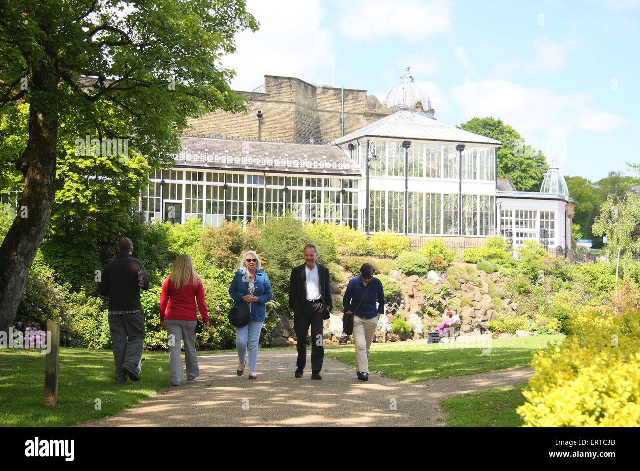 Visitors walk through the Pavilion Gardens by the hothouse (pictured ...