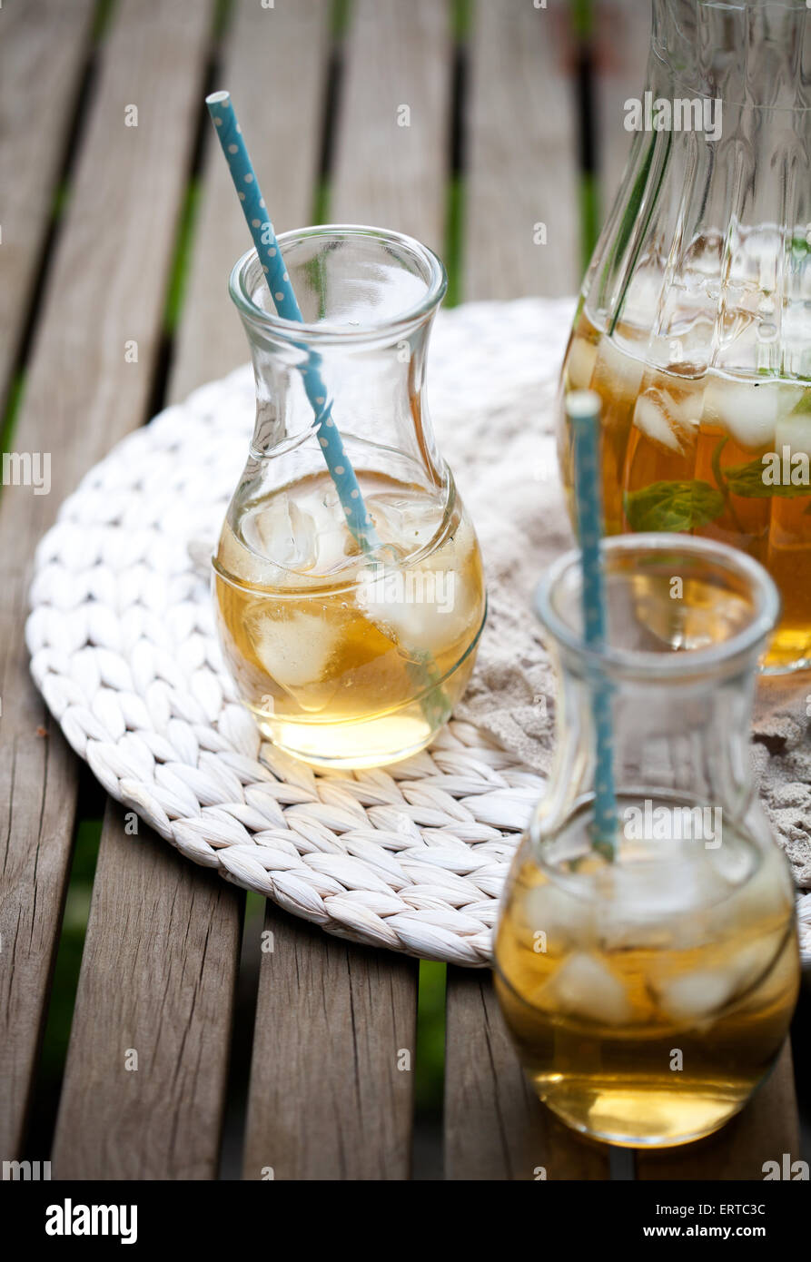 Ice tea with mint leaves Stock Photo - Alamy