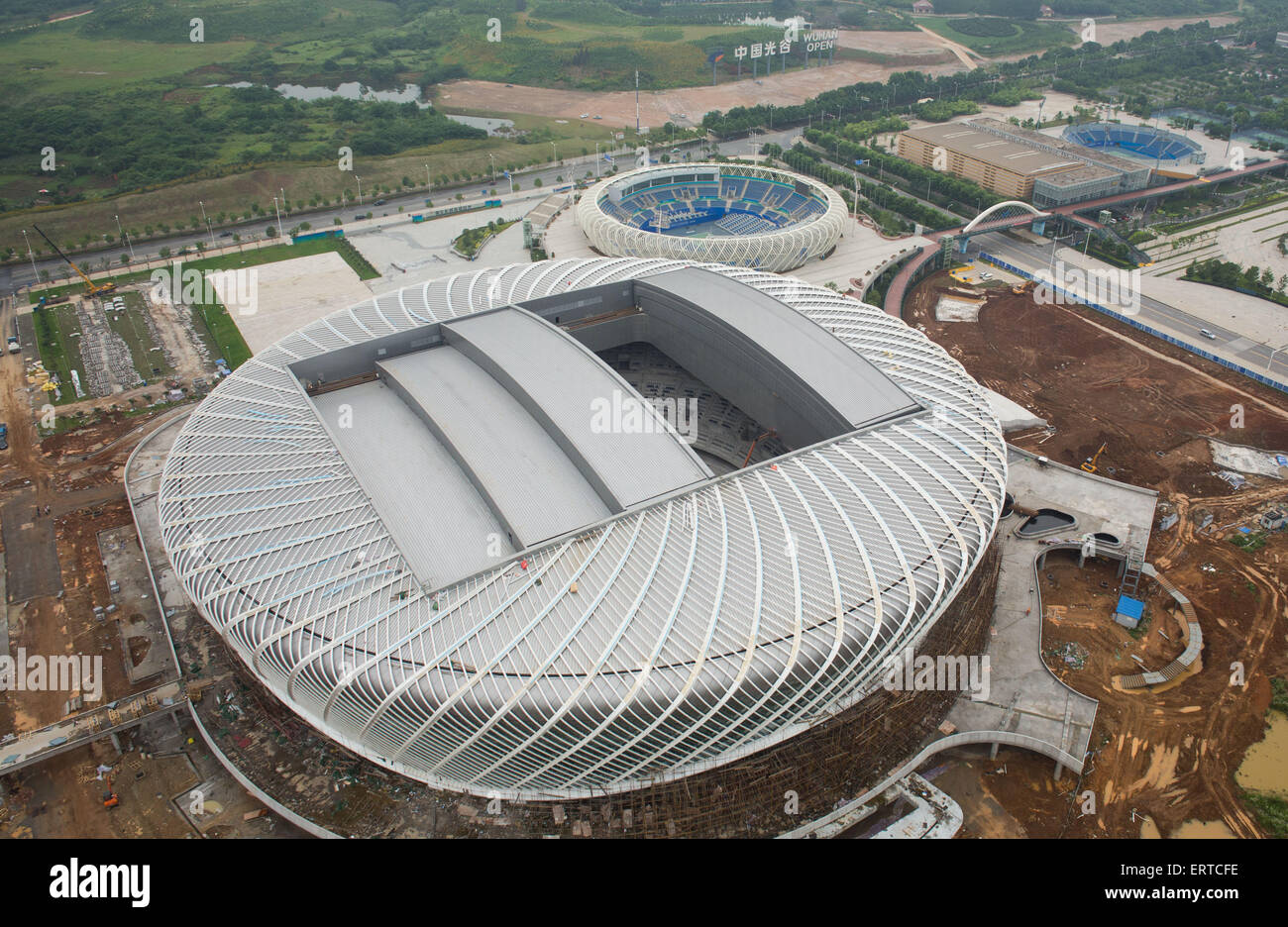 Wuhan, China. 08th June, 2015. The aerial view of Guangu International ...