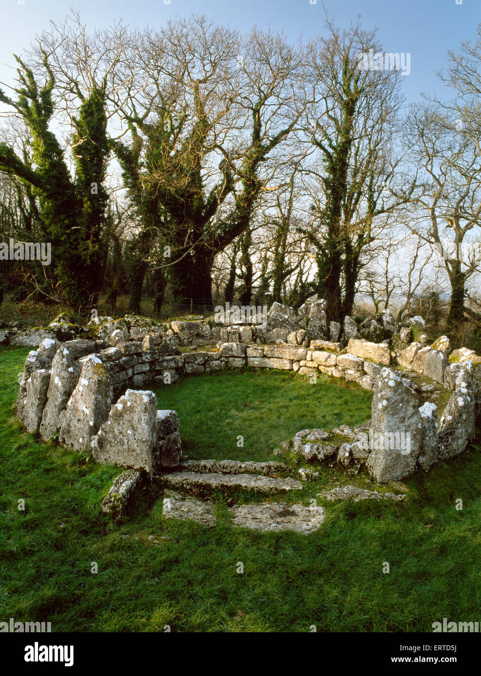Din Lligwy enclosed hut group, Anglesey: looking W at the main round ...
