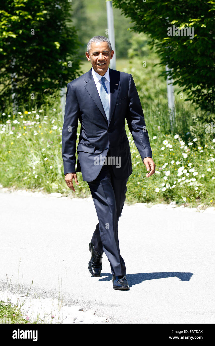 Elmau Castle, Germany. 8th June, 2015. US president Barack Obama ...