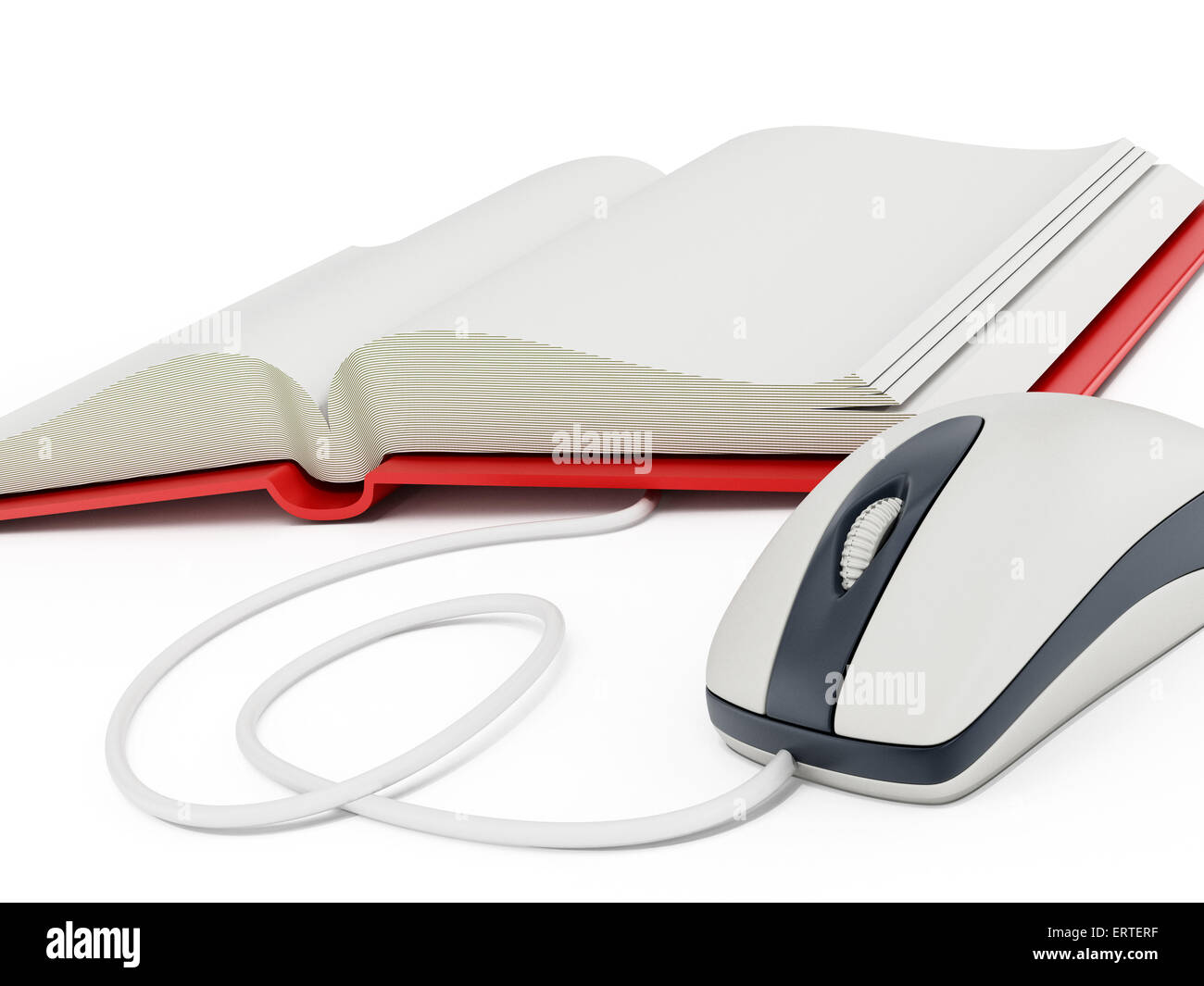 Computer mouse connected to open book Stock Photo - Alamy