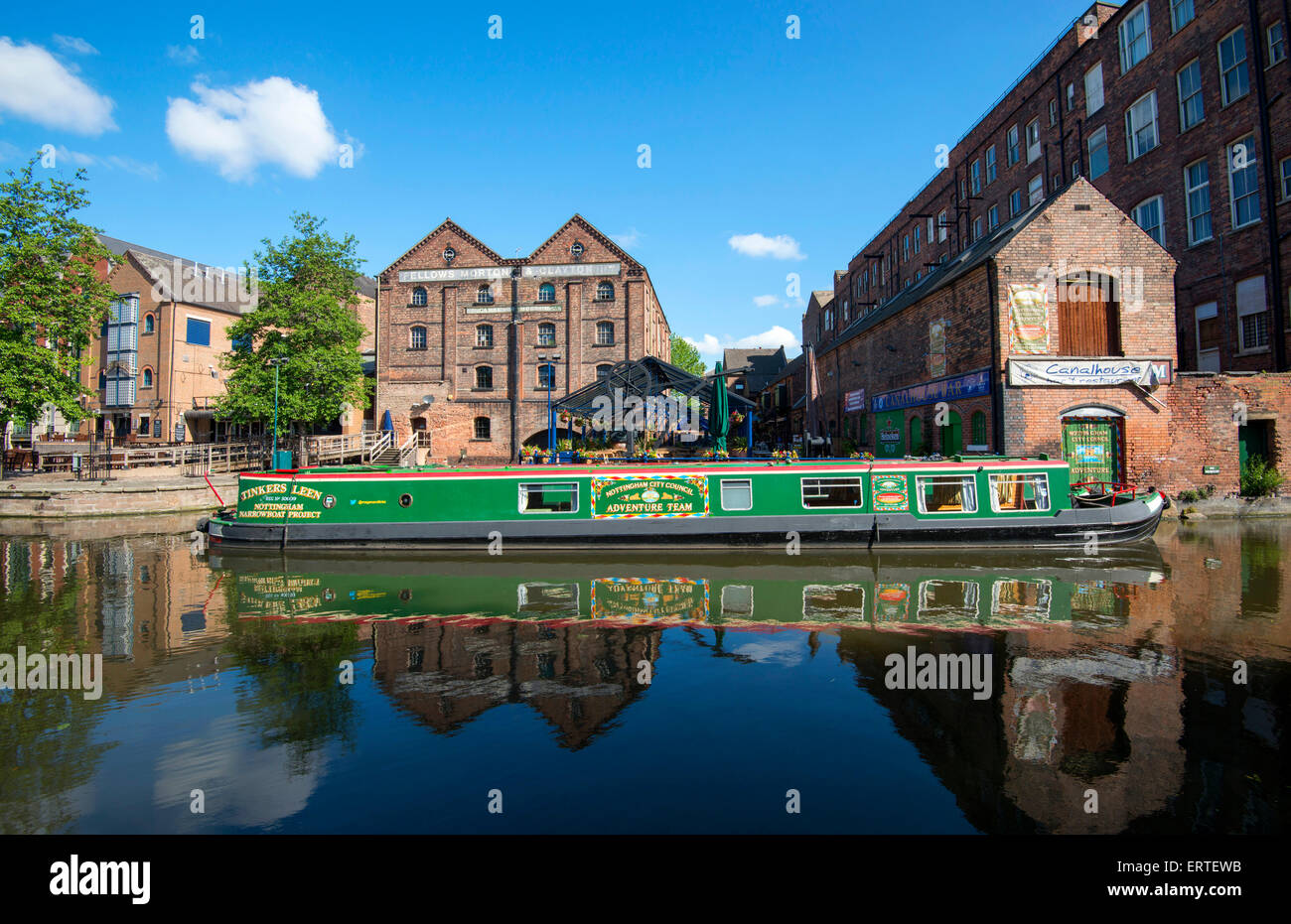 Reflections in the canal at Nottingham City, Nottinghamshire England UK ...