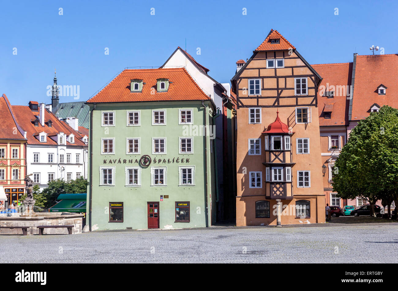 Cheb Czech historic Old Town Square, Spalicek houses Cheb West Bohemia ...