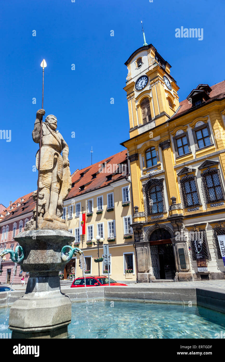 The historic Old Town, Fountain of Knight Roland Cheb City Hall West ...