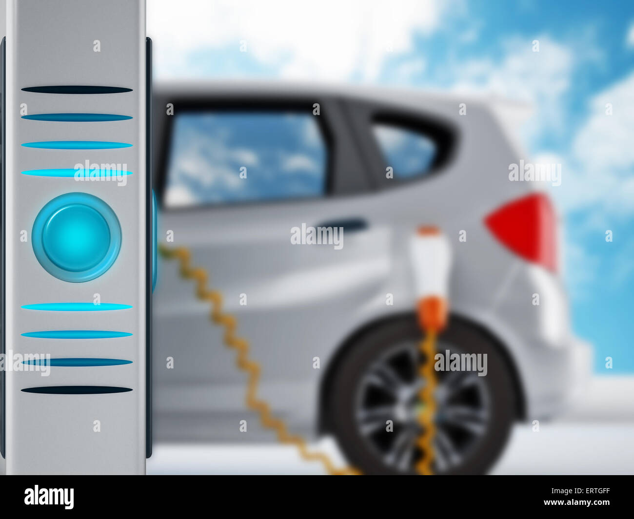 Electric car plugged in a charging station Stock Photo - Alamy