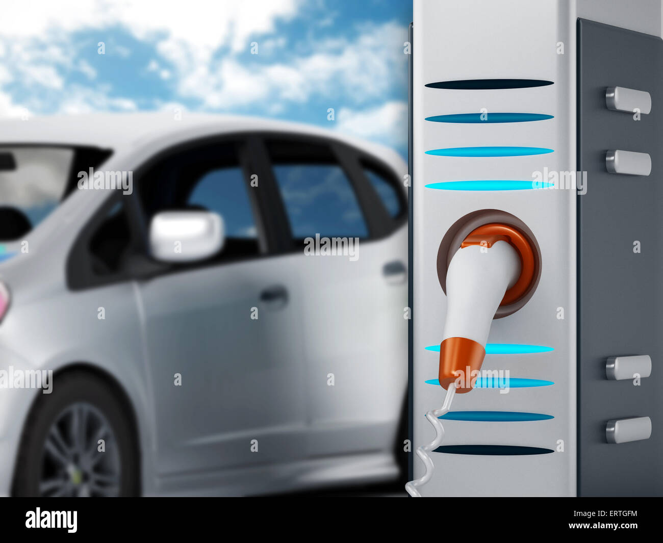 Electric car plugged in a charging station Stock Photo - Alamy