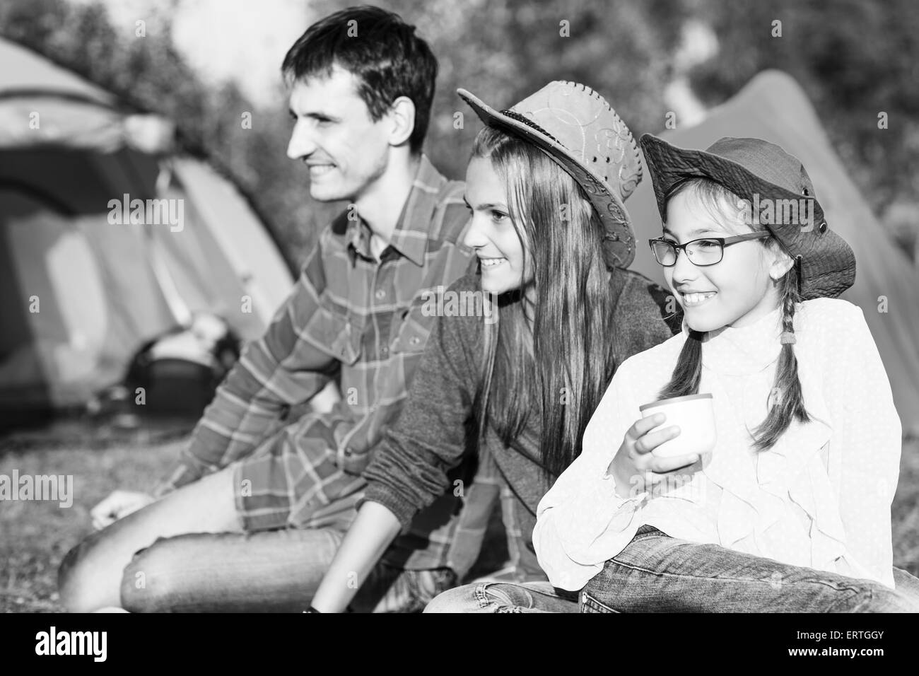 Happy family outdoors Stock Photo - Alamy