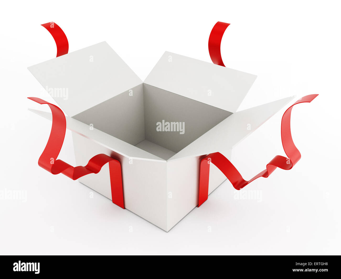 Open giftbox wrapped with ribbons isolated on white background Stock ...