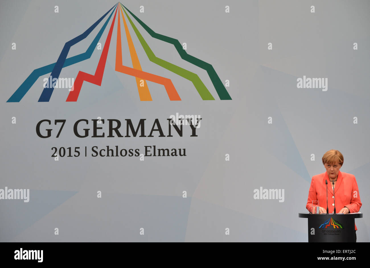 Elmau, Germany. 08th June, 2015. German Chancellor Angela Merkel ...