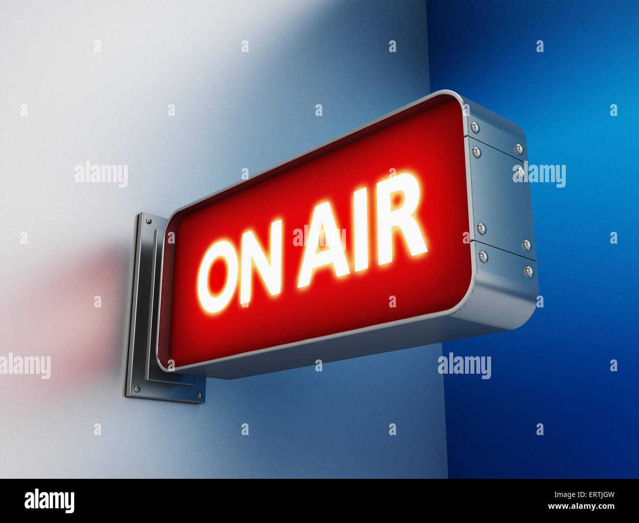 On air sign on white and blue background Stock Photo - Alamy