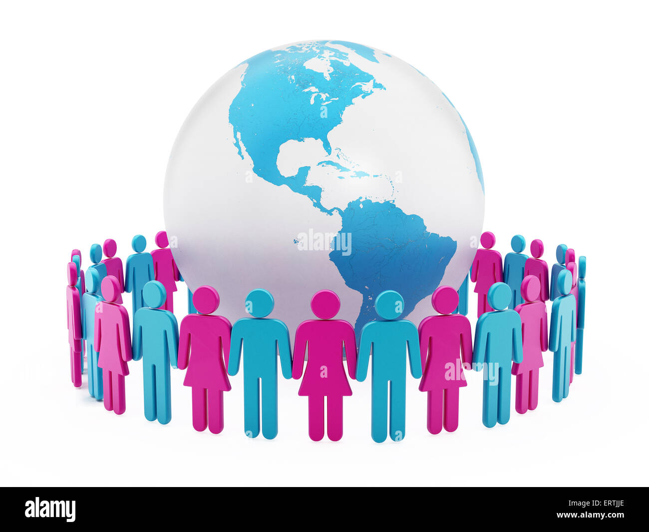 People holding hands around the Earth isolated on white background ...