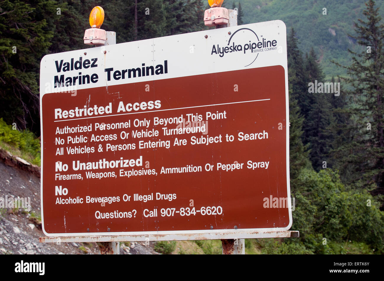Restricted access sign leading Valdez Terminal Stock Photo - Alamy