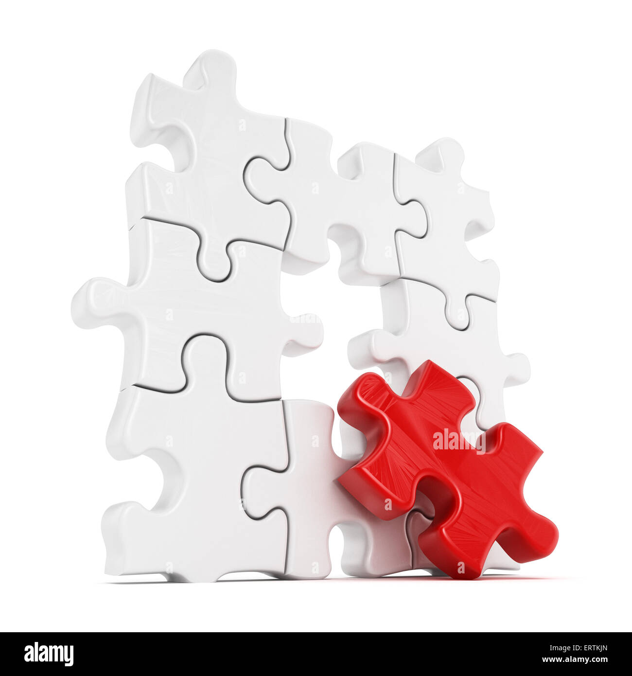 Puzzle with one red part missing isolated on white background Stock ...