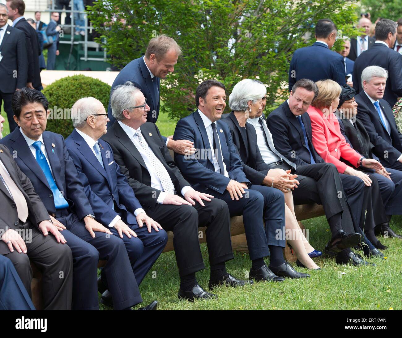 World leaders sit together during an extended group photo with other ...