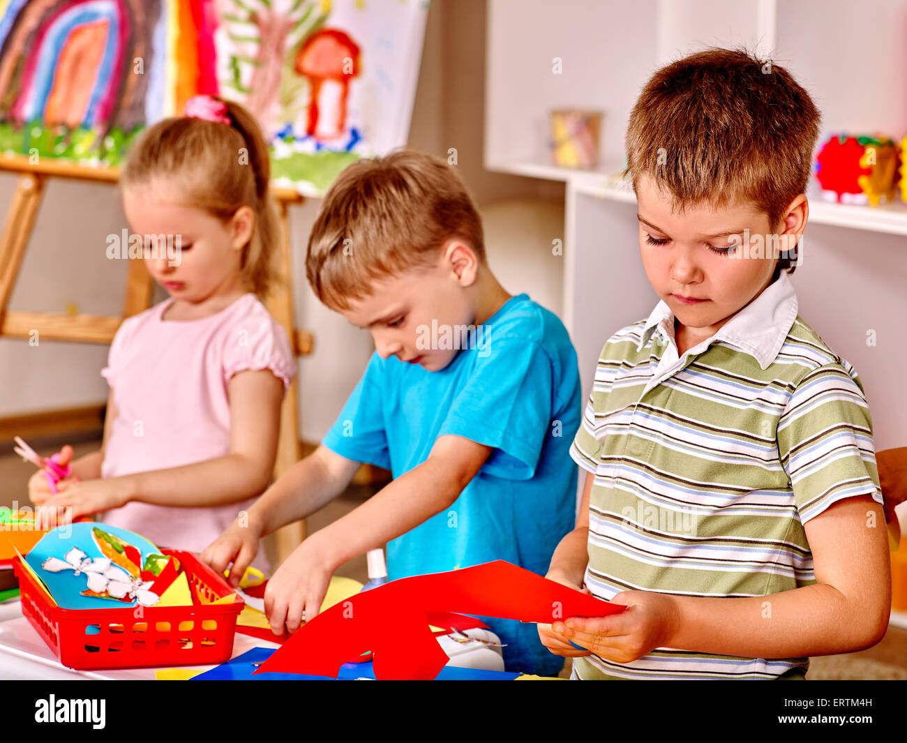 Children sculpt in of plasticine Stock Photo - Alamy