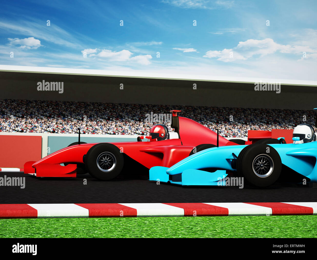 Car race showing red race car at the front Stock Photo - Alamy