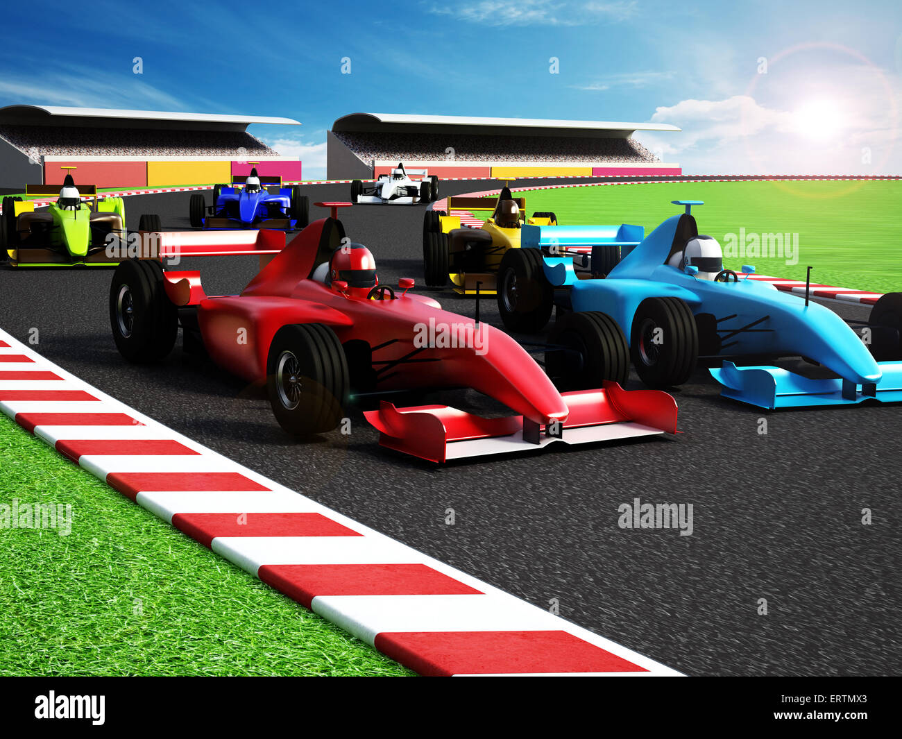 Car race showing red race car at the front Stock Photo - Alamy
