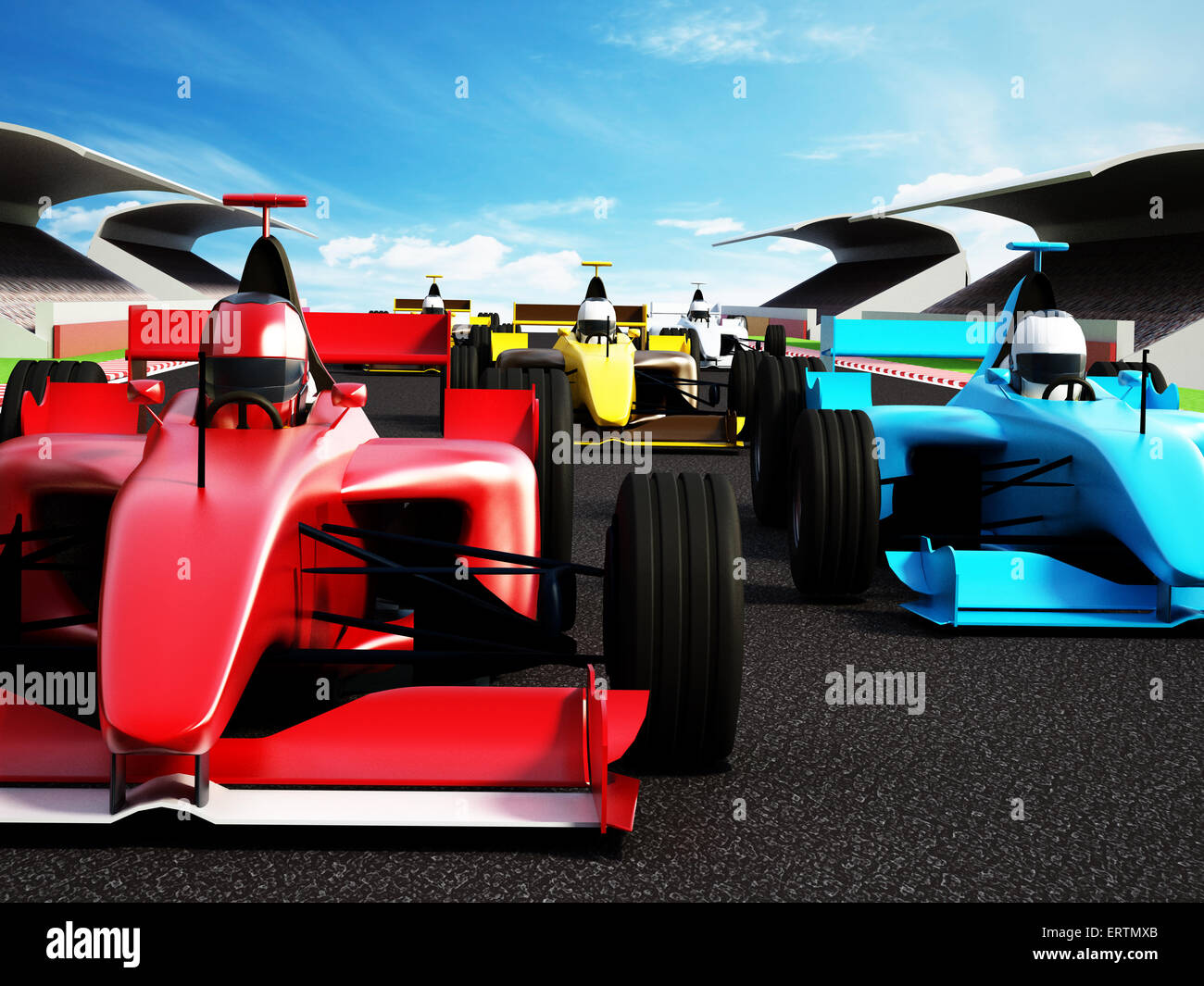 Car race showing red race car at the front Stock Photo - Alamy