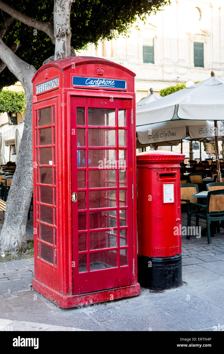 Traditional Red Call Box and Post Box Valletta Malta Stock Photo - Alamy