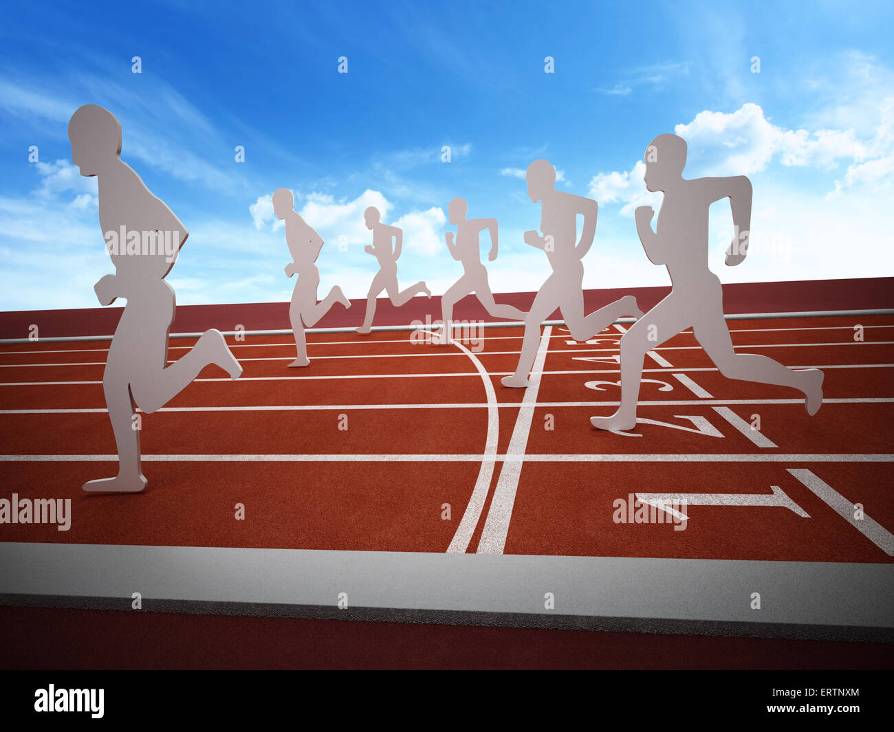 Silhouettes running on the track Stock Photo - Alamy