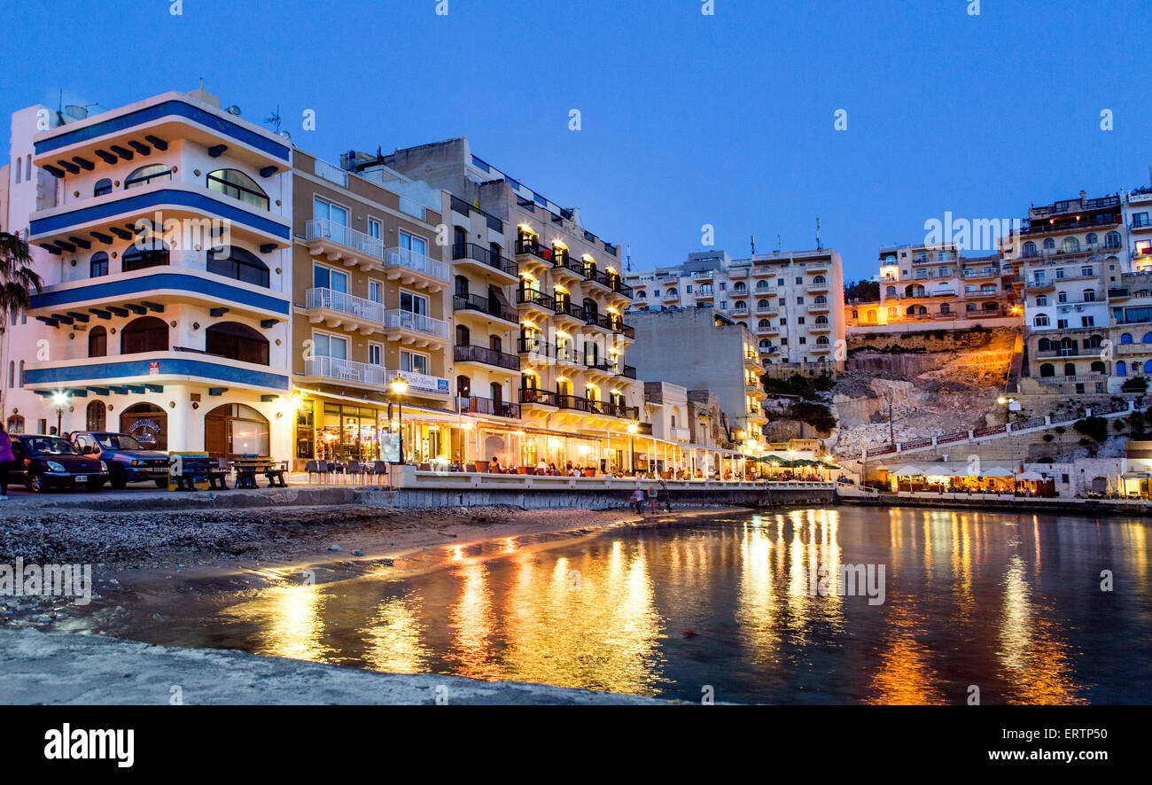 Xlendi Harbour at night Gozo Stock Photo - Alamy