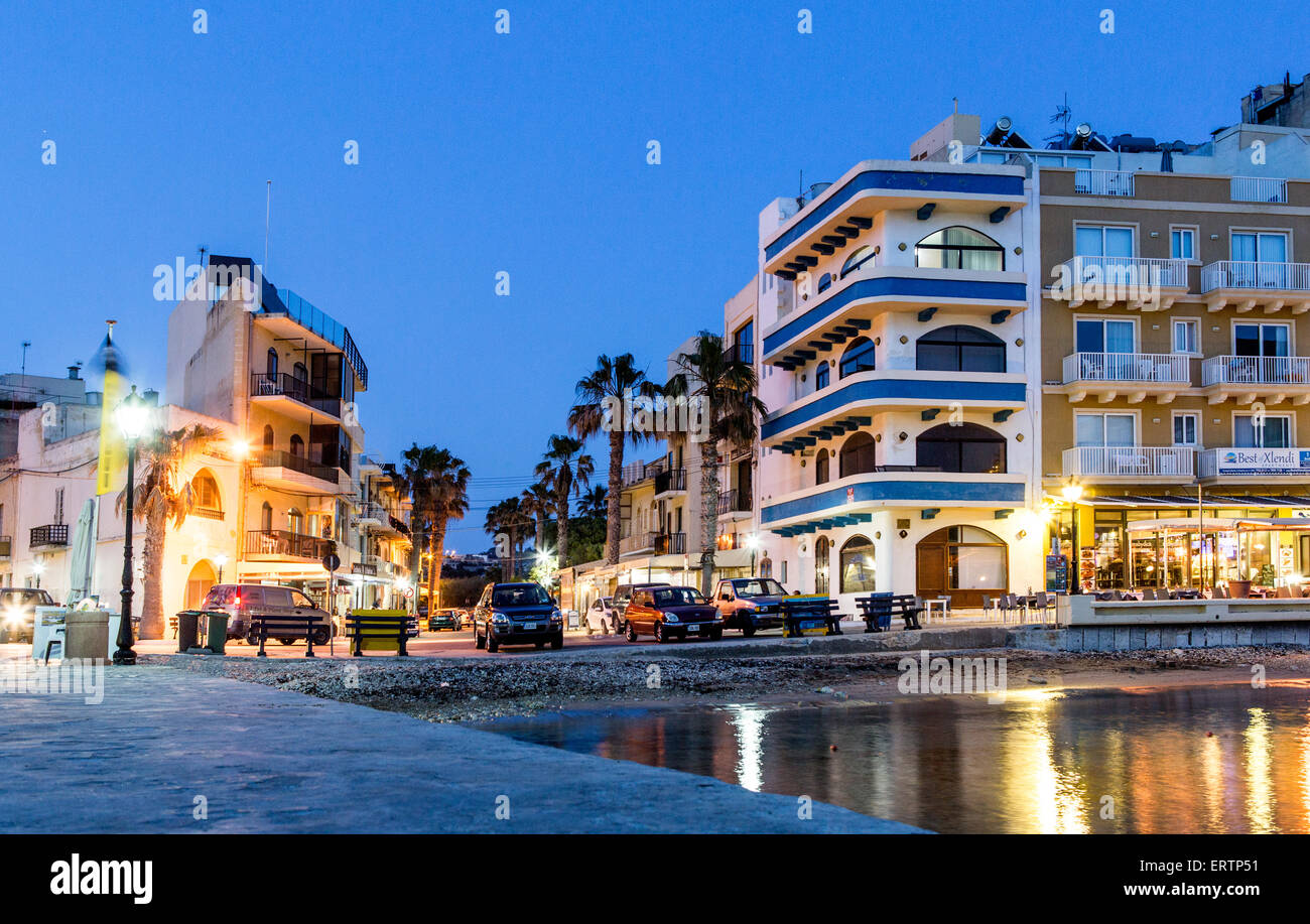 Xlendi Harbour at night Gozo Stock Photo - Alamy