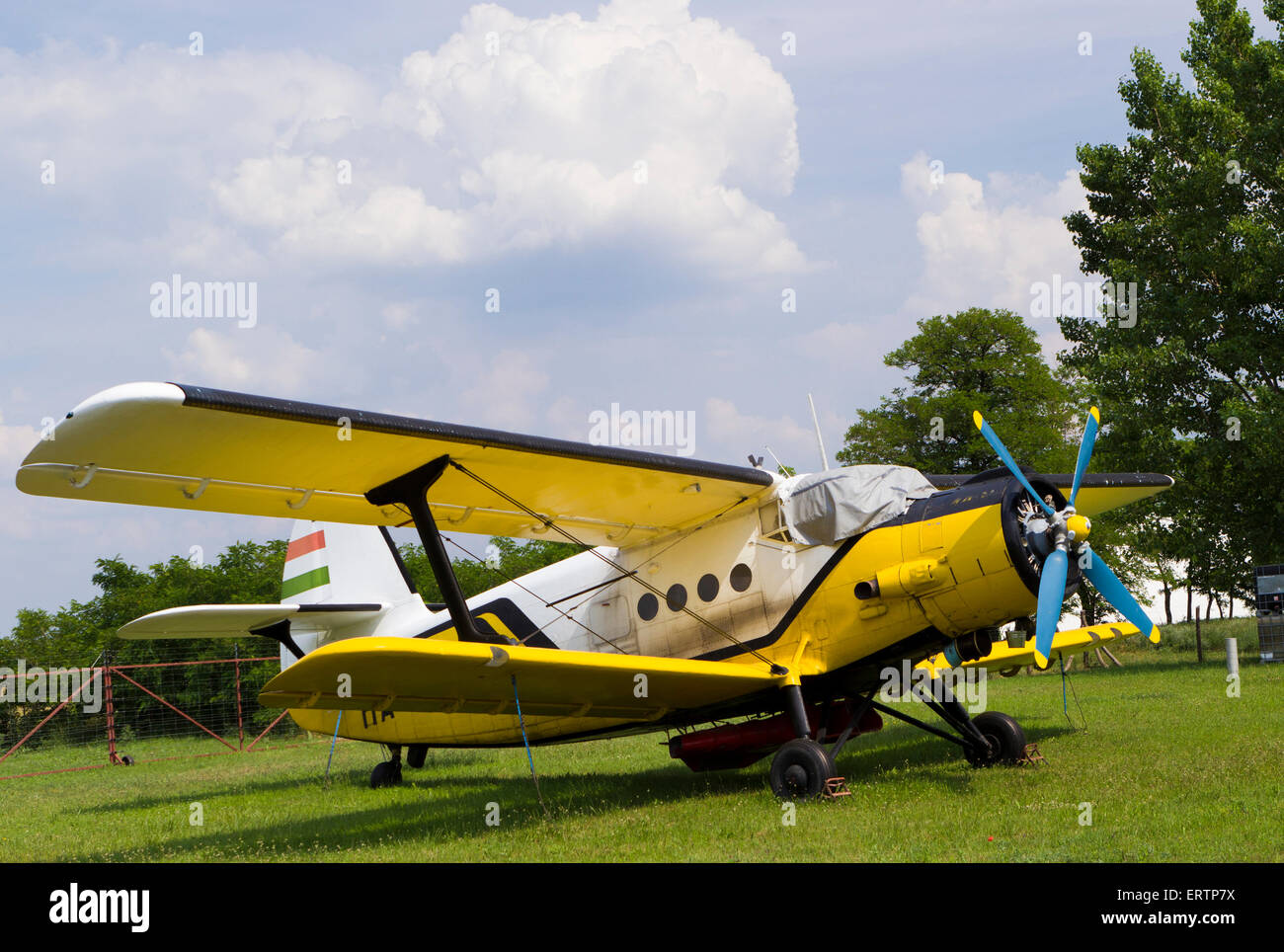 Yellow biplane hi-res stock photography and images - Alamy