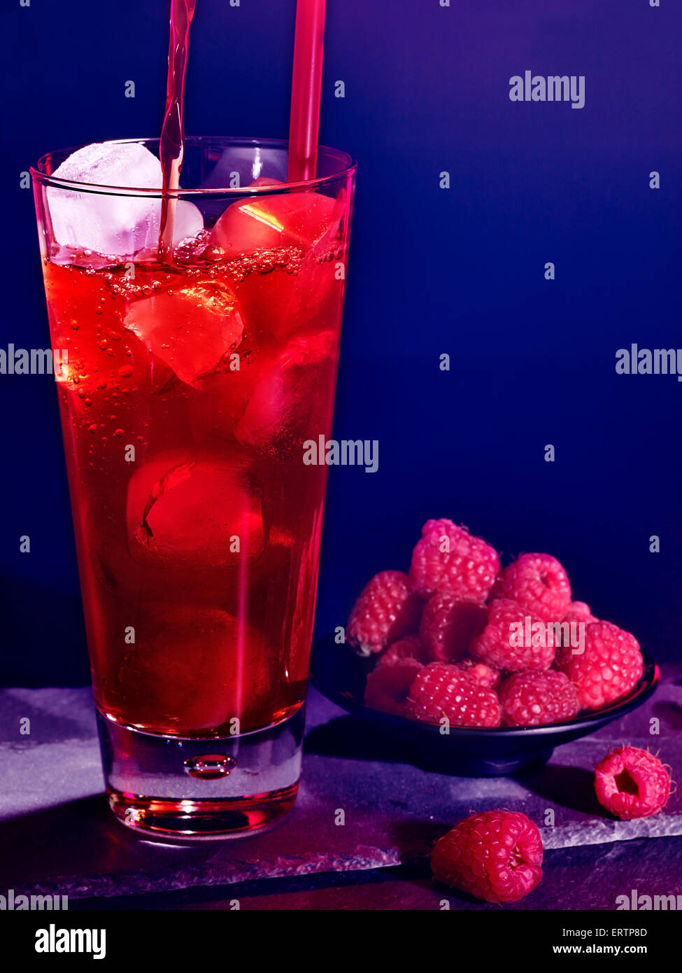 Red raspberry cocktail on dark background 62 Stock Photo - Alamy