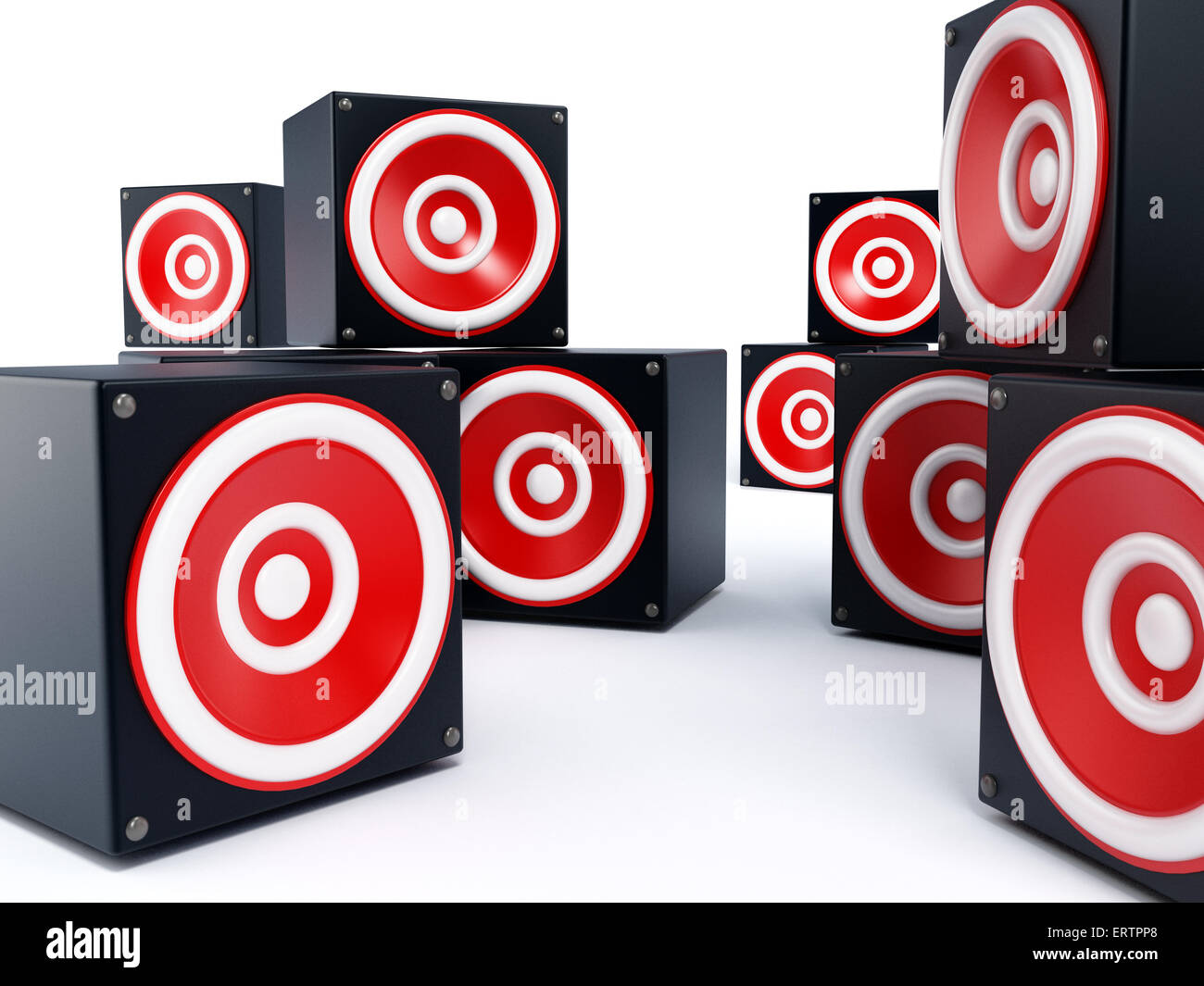 Cube shaped speakers isolated on white background Stock Photo - Alamy