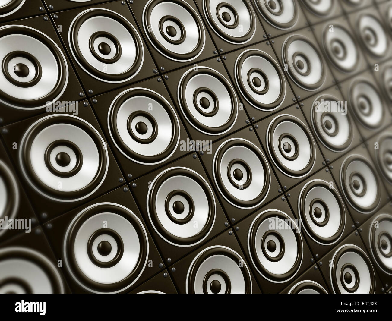 Wall of speakers horizontal view Stock Photo - Alamy