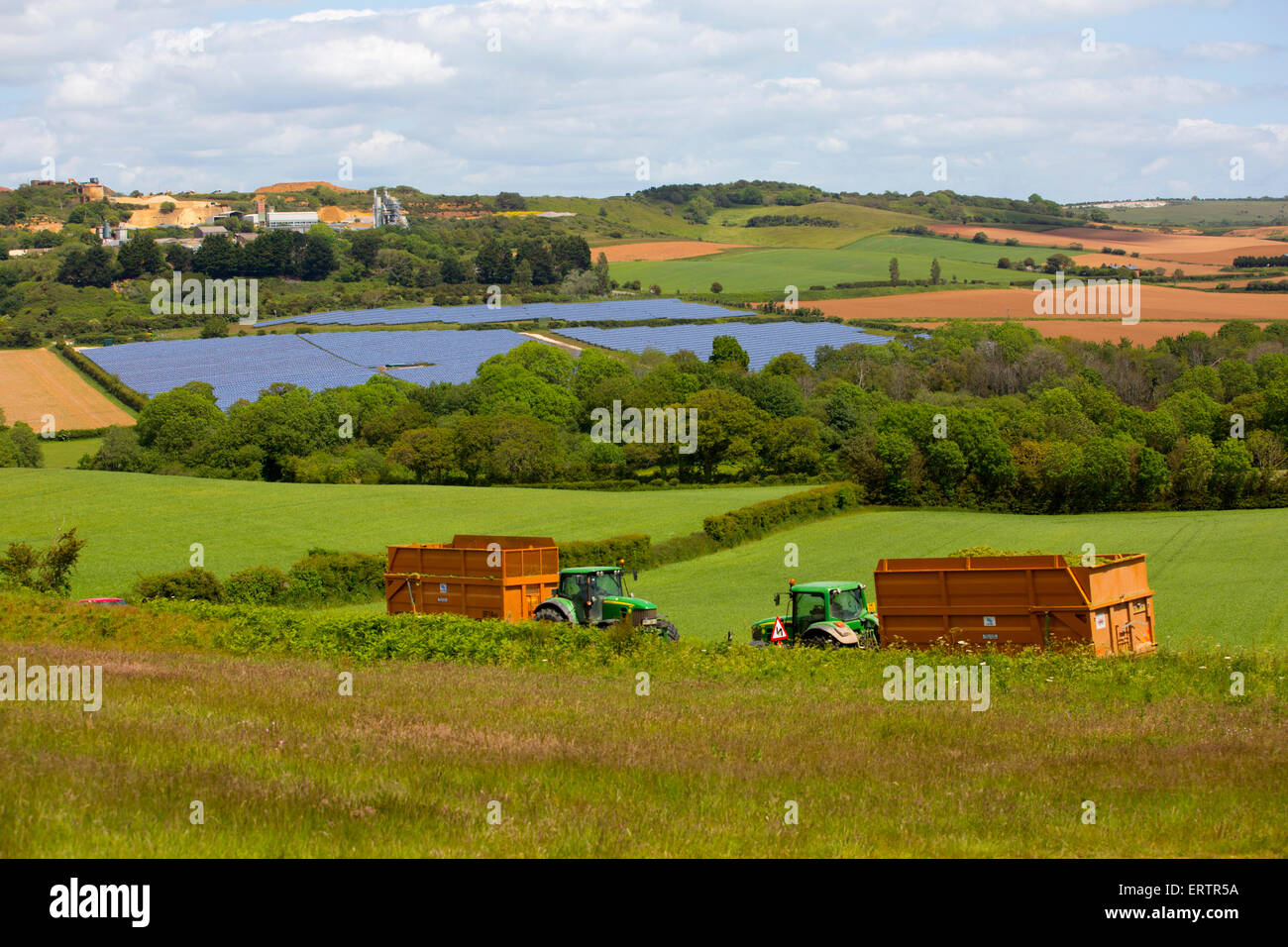 Solar Farm, panels, quarry, fields, farm, tractors, trailers, silage ...