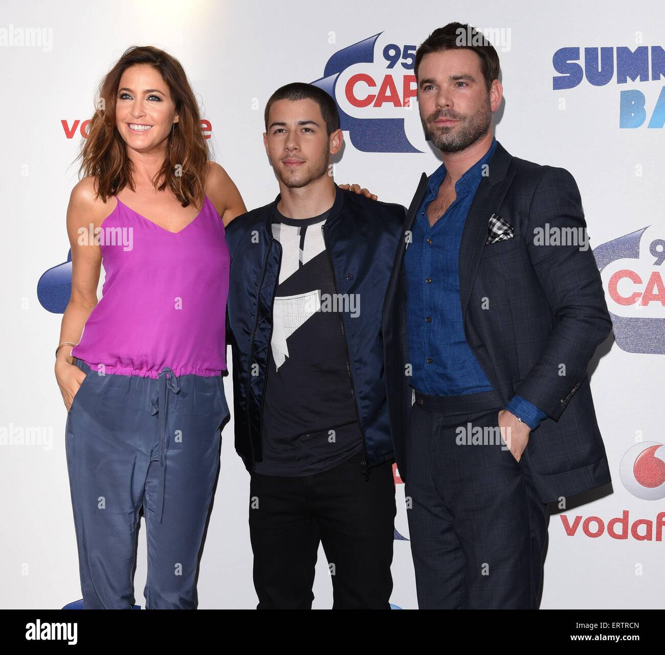 London. UK Lisa Snowdon, Nick Jonas and Dave Berry at Capital's ...