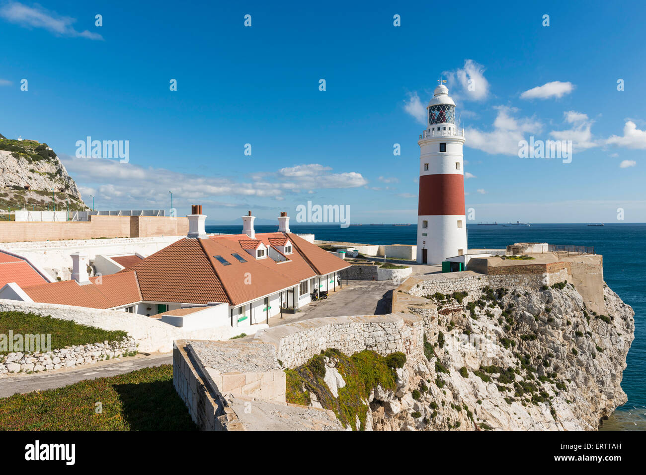 Europa Point Lighthouse at the southern most point of Gibraltar, Europe ...
