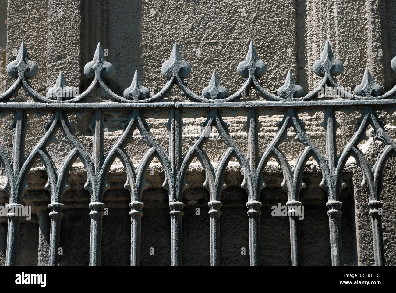 Fragment of an ancient iron shod fence of church Stock Photo - Alamy