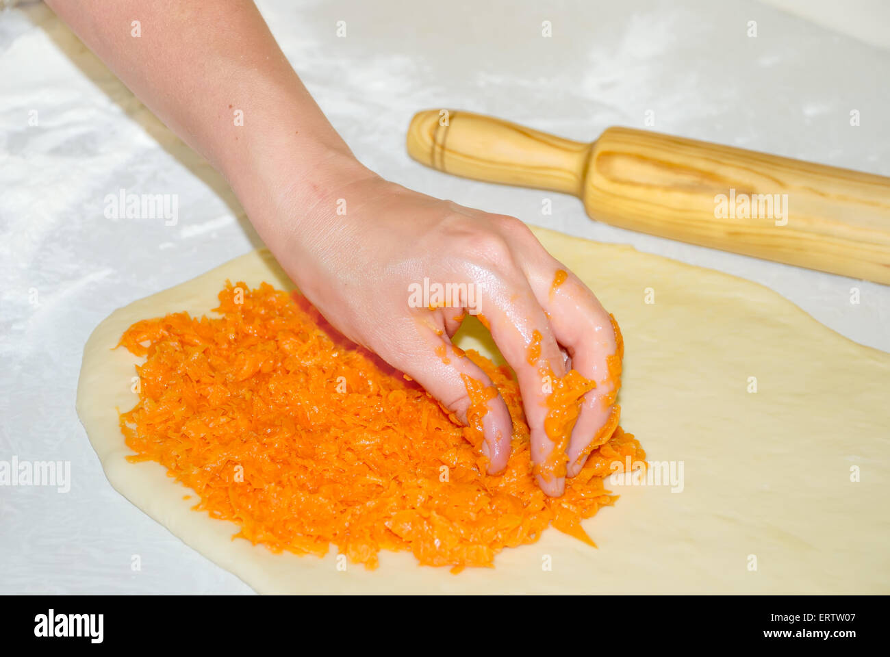 Ancient way of manual preparation of buns Stock Photo - Alamy