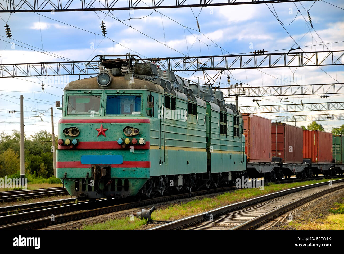 Train with dirty face and red star Stock Photo - Alamy