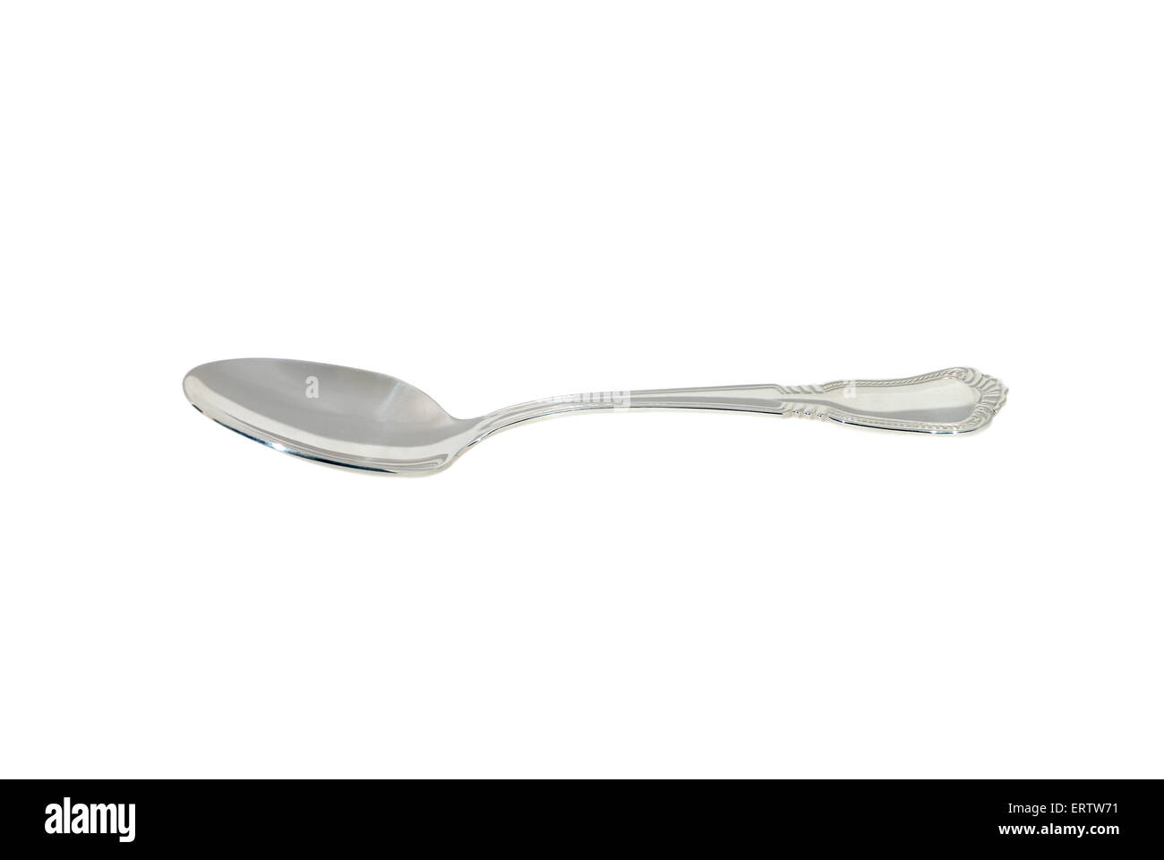 One silver spoon isolated on white background Stock Photo - Alamy