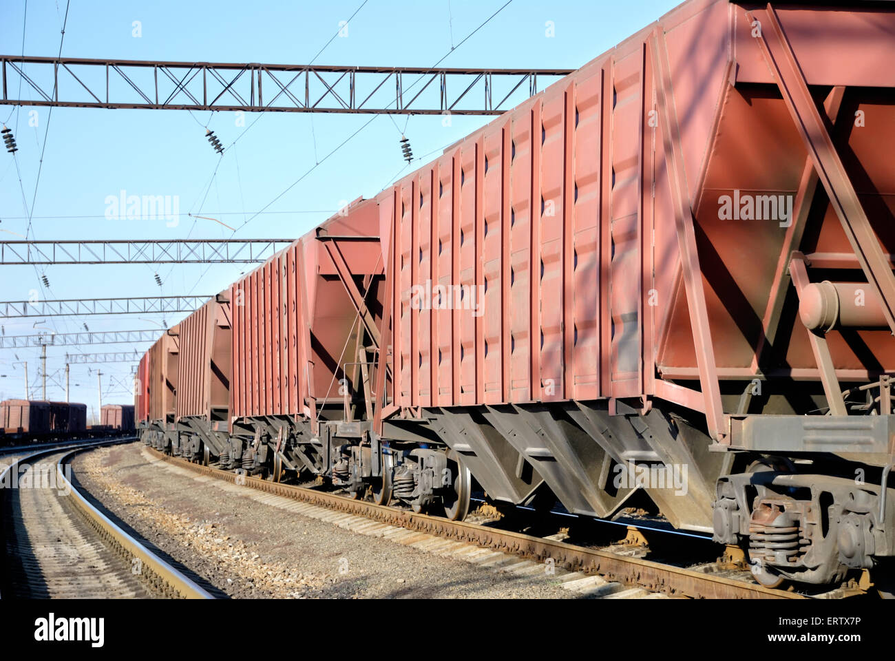 The train transportation of cargoes by rail Stock Photo - Alamy