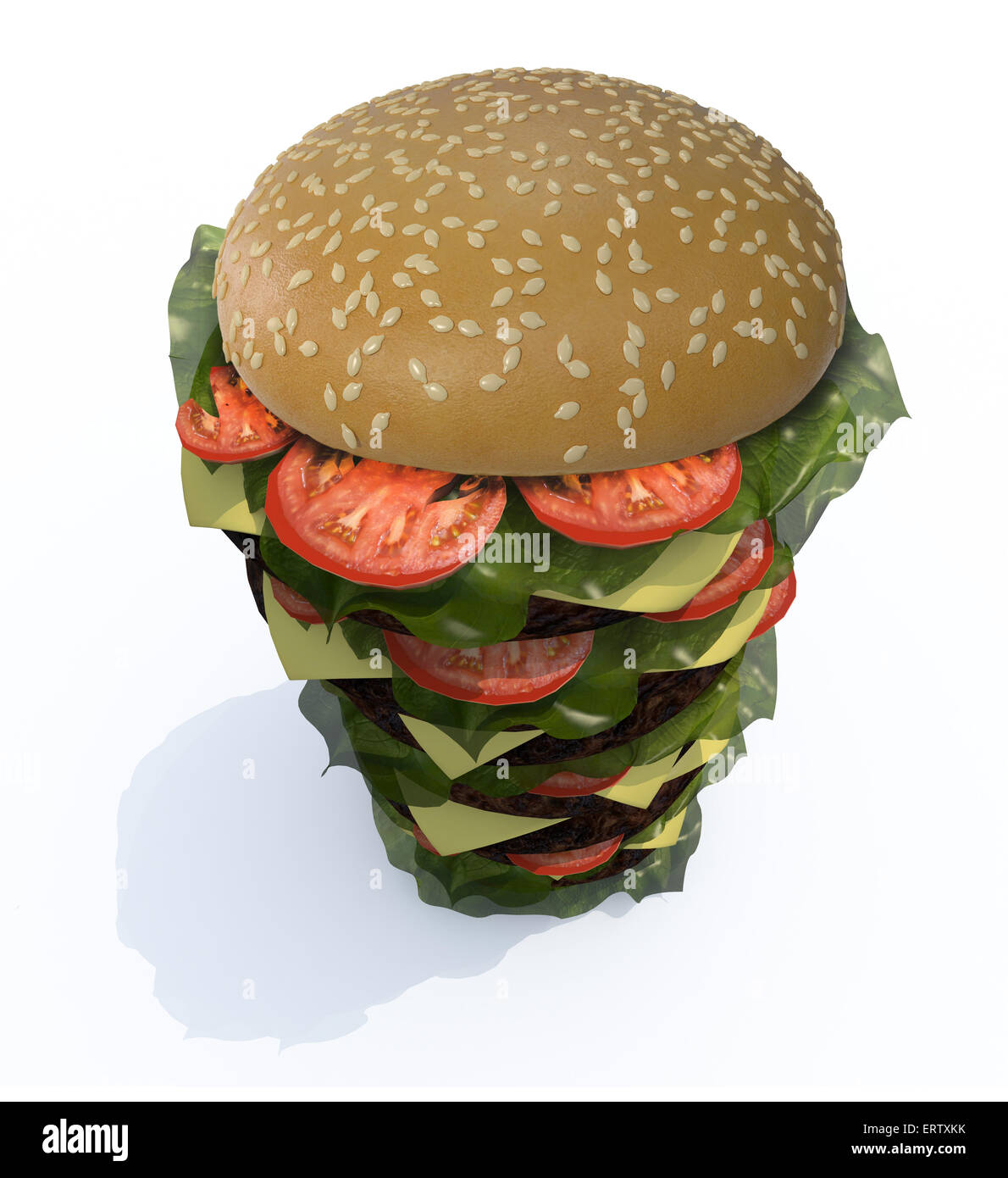 hamburger tower, isolated 3d illustration Stock Photo - Alamy